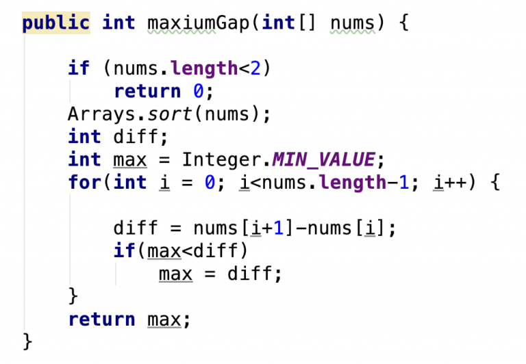 Leetcode 第164题 Maximum Gap【排序】java Tinyfool的个人网站